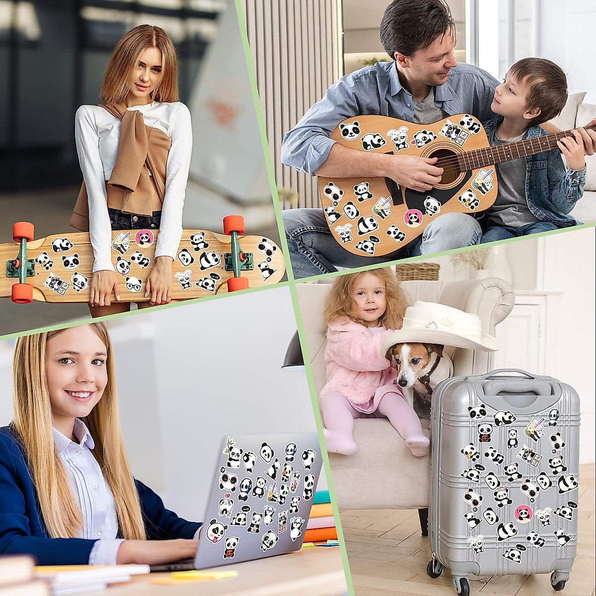 100 Pcs Panda Stickers for Kids Laptop Water Bottles Phone Computers Luggage Cute Panda Stickers Panda Gifts Panda Party Decorations Panda School Supplies Cartoon Stickers Pack