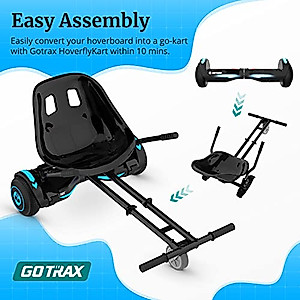 Gotrax HoverflyKart Hoverboard Kart Seat Attachment Accessory for 6.5" 8" 8.5" 10" Self Balancing Scooter, Adjustable Frame Length and Handlebar Control Buggy Attachment, Hover Board Go Kart Accessory