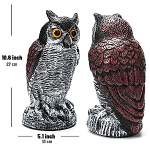 3 Pack Owl Decoy to Scare Birds Away, Fake Owl Scarecrows, Pigeon Deterrent, Plastic Owl Statue for Outdoor Garden Yard