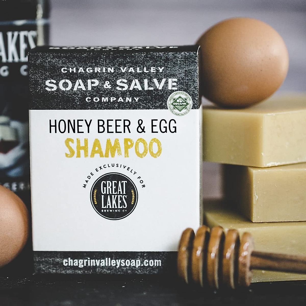 Chagrin Valley Soap & Salve Organic Natural Shampoo Bar - Honey Beer & Egg (1 Bar)