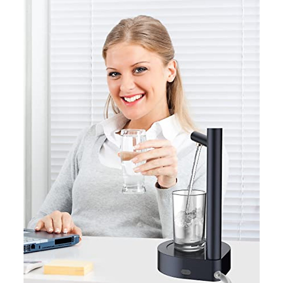 ATIDIE Intelligent Desktop Water Bottle Dispenser,USB Charging Automatic Drinking Water Bottle Pump for 5 Gallon & Universal Bottles, Portable Electric Water Dispenser for Home,Office,Outdoor (Blue)