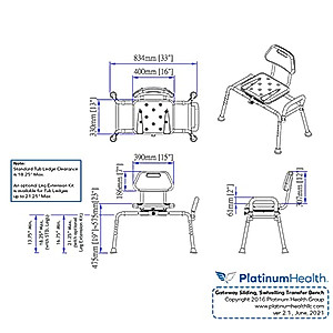 Gateway Premium Sliding Bath Transfer Bench with Swivel Seat-Padded (Blue)