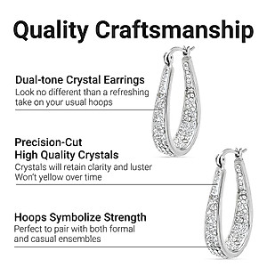 Shop LC White Crystal Hoop Earrings for Women Silver Plated Sparkle Bling Inside Out Jewelry Gifts for Women Birthday Gifts