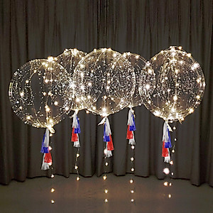 Lightsfever LED Light up Party Balloons with Batteries, 22 inch warm white Big Size Clear Bobo Balloons for Helium or Air, thanks giving party balloons(12 pack warm white)