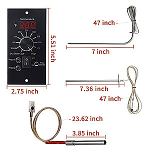 Upgrade Digital Thermostat Kit for Traeger Pro Series 20 22 34, BAC365 Control Board Compatible with Most Traeger Pellet Grills (Except PTG), with RTD Temp Probe,2pcs Meat Probe, Igniter Hot Rod