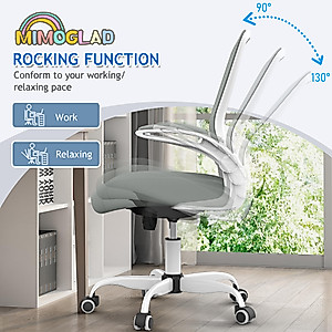 Mimoglad Home Office Chair, High Back Desk Chair, Ergonomic Mesh Computer Chair with Adjustable Lumbar Support and Thickened Seat Cushion (Modern, Moon Gray)