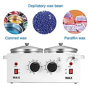 Double Wax Warmer, Professional Electric Wax Heater Machine Dual Paraffin Facial Skin SPA Equipment with Adjustable Temperature Set