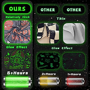 IEOEO Witchy Halloween Blanket Glow in The Dark Blanket for Kids Women Adults Pumpkins Halloween Decorations for Bedroom