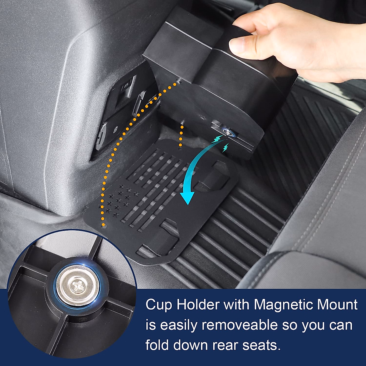 Sulokiy Rear Back Seat Dual Drink Water Cup Holder Compatible with for Ford Bronco 4 Door 2021-2023 with Magnetic Base Installation Storage Organizer Box Tray