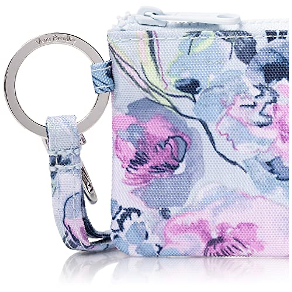 Vera Bradley Women's Recycled Lighten Up Reactive Zip ID Case and Lanyard Combo, Fresh-Cut Bouquet, One Size