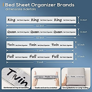 OS OMYSTYLE Closet Organization Sheet Straps 4 Pieces, Bed Sheet Organizer Bands, Elastic Bed Sheet Storage Sheet Keepers, Linen Labels Bedding Bands-King Size