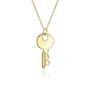 BriLove Gifts for Mom 925 Sterling Silver Unique Personalized Key Pendant Valentines Day Necklace for Women Mothers Day/Valentines Day/Birthday/Christmas/Anniversary Gold-Tone