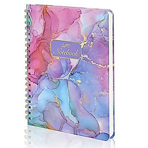EOOUT Spiral Notebook Journal For Women 10.5" x 8.5" Marble College Ruled Notebook With Large Pockets and Lined Pages, Hardcover Spiral Journal for School Office Home Gifts