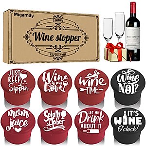 8 Funny Wine Stoppers - Wine Lover Gifts for Women, Wine Accessories for Wine Lovers, Fun Wine Stoppers Seals Bottle and Keeps Wine Fresh