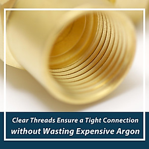 AW-407, CGA 032 Nut/NIP - 032 Body 90 Deg Elbow Argon Inert Gas Adaptor Compatible with Everlast TIG MIG Welder