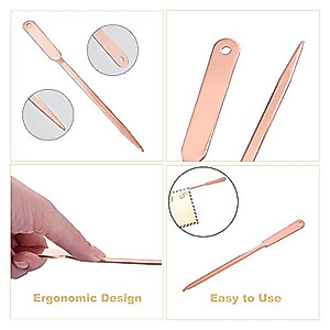 Rose Gold Desk Accessories Set - Scissors, Staple Remover and 2 Letter Openers, Luxury Rose Gold Office Supplies & Desk Decorations