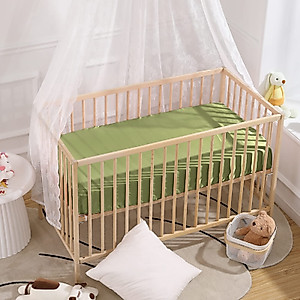 SiinvdaBZX 2 Pcs Satin Mini Crib Sheets 38 x 24In, Silky Soft Mini Portable Crib Sheets Mattress Cover Portable Playard Sheets with 5In Deep Pocket, Great for Baby Hair (Beige & Sage Green)