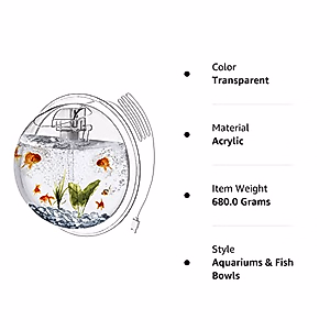 Outgeek Wall Mounted Aquarium Tank: 1-Gallon Betta Fish Bowl Hanging Aquariums Clear Acrylic Bubble Tanks - Portable Plastic Fishtank Waterfall for Home Garden Office