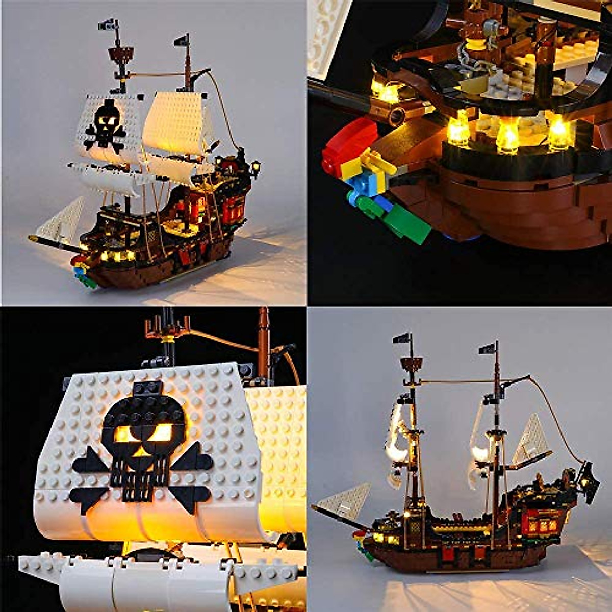 T-Club Led Light Kit for Lego 31109 Creator 3 in 1 Pirate Ship Inn & Skull Island Model Building Blocks(Not Include Lego Model)