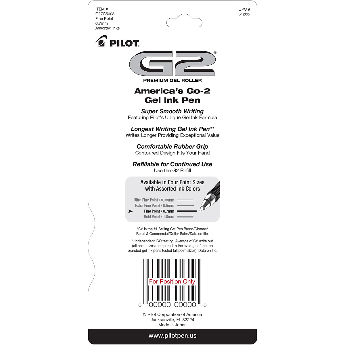 PILOT G2 Premium Refillable and Retractable Rolling Ball Gel Pens, Fine Point, Purple/Pink/Turquoise/Orange/Lime Inks, 5-Pack (31266)