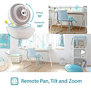 Moonybaby Split 55 Baby Monitor with 2 Cameras, Split Screen Video, No WiFi Pan Tilt Camera, Wide View Lens Included, 4.3 inches Large Monitor, Night Vision, Temperature, 2 Way Talk Back, Long Range