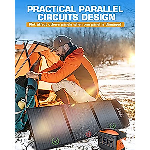 Ecosonique Foldable Solar Panel 60W with Adjustable Kickstand, Portable Solar Panel for Power Station, 18V Folding Solar Charge with 2 USB Outputs for RV Laptops Solar Generator Van Camping Off-Grid