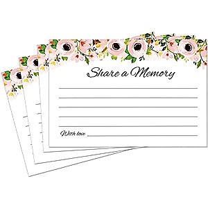 Share a Memory Cards - 50 Pack - Tasteful Alternative to Funeral Guest Books for Memorial and Celebration of Life or Going Away Party, Birthday or Graduation Guest Book