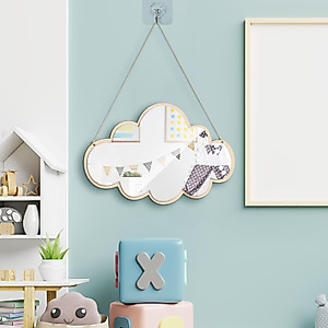Mirror Cloud Wooden Mirror Cartoon Safety Shatterproof Mirror Wall Sticker Nordic Bedroom Nursery Decoration Mirror