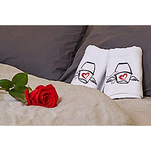 Love Mop Premium Cotton Sex Towel - Sexy Naughty Gift Bachelorette Wedding Bridal Shower Party Couples Second 2nd Anniversary Man Her Him Wife Husband Adult Boyfriend Girlfriend Valentines Day Grey