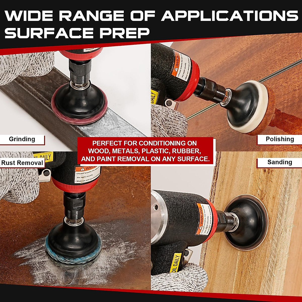 SI FANG 16Pcs Air Die Grinder Kit, Right Angle Die Grinder with 1/4" 1/8" Collets and 2" Quick Change Roll Lock Sanding Discs Accessories Set, 20,000RPM Pneumatic Air Grinding Tools Attachments Black