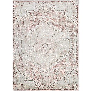 Mark&Day Area Rugs, 5x7 Baflo Traditional Blush Area Rug, Pink/White/Beige Carpet for Living Room, Bedroom or Kitchen (5'2" x 7')