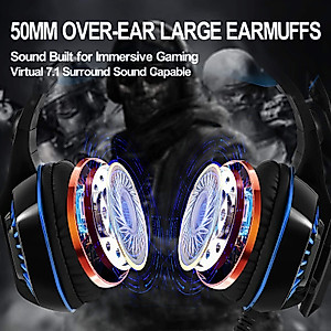 SVYHUOK Wired Pro Gaming Headset with Mic for Xbox one PC PS4, Noise Cancelling Over Ear Gaming Headphones, Stereo Bass Surround Sound, LED Light, MacBook Laptop Game Earphone Accessories