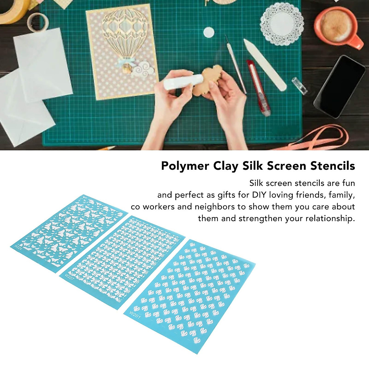 Screen Printing Kit, Reusable DIY Practical Skill Exercises Build Imagination Polymer Clay Silk Screen Stencils for Home Decoration (201, 207, 224)