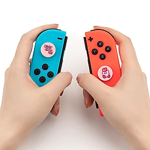 DLseego Cheer Up 4PCS Thumb Grips Caps for Switch/Switch OLED/Switch Lite Soft Silicone Joy Con Joystick Cover Protective Japanese Amine Cartoon Analog Button Caps - Pink