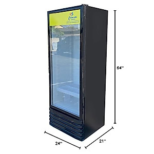 Commercial Refrigerator Glass 1-Door Merchandiser Display Cooler Case Fridge NSF Certified Display Cooler Case 64" Tall, 24" Width, 9.8 cuft, 280Liter, 110V, restaurant Kitchen LC-320A