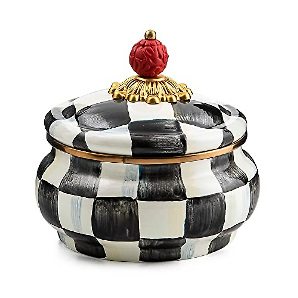 MACKENZIE-CHILDS Courtly Check Squashed Pot, Cute Tea Storage, Flour or Sugar Container