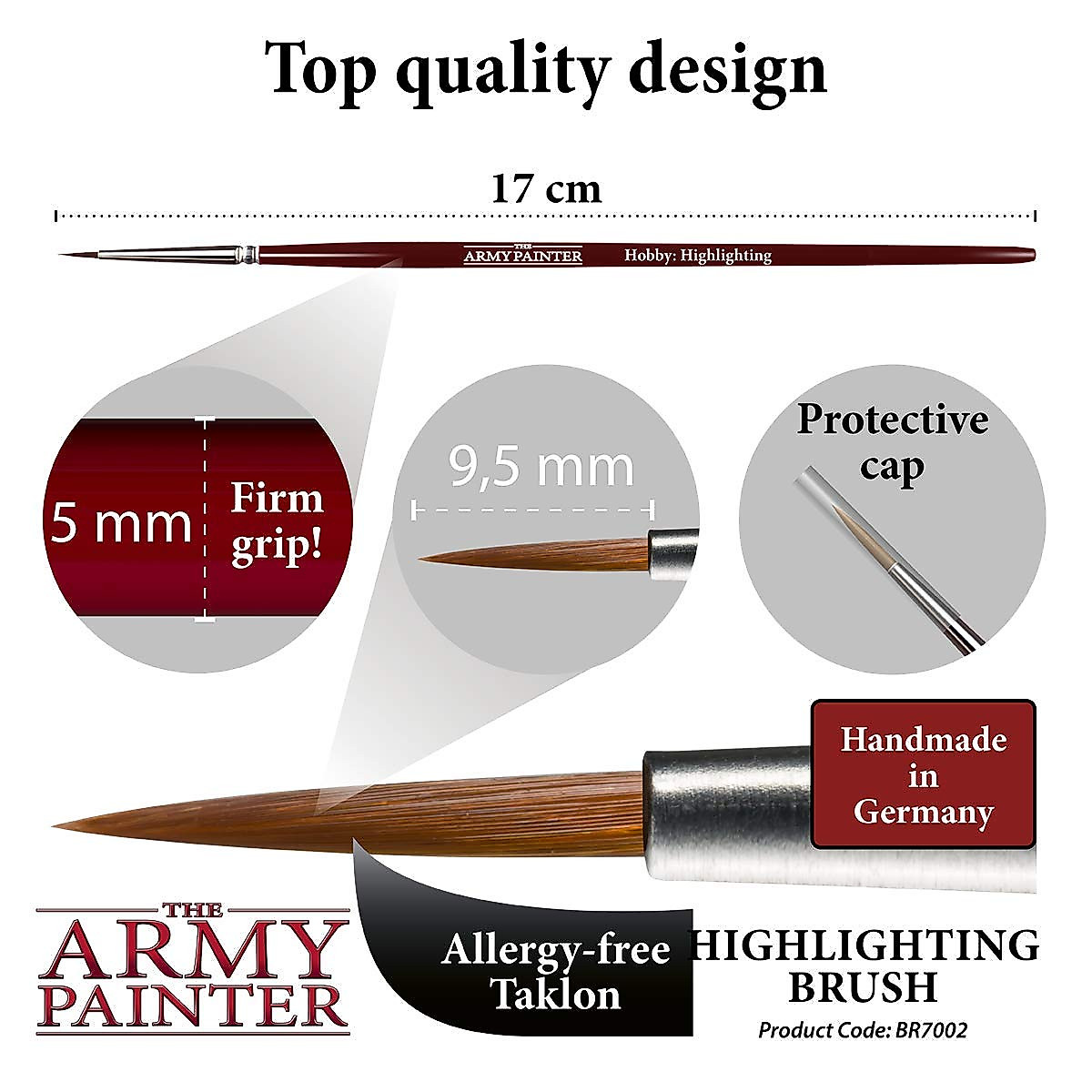 The Army Painter Hobby: Highlighting - Hobby Brush with Synthetic Taklon Hair - Fine Detail Paint Brush, Small Paint Brush, Model Paint Brush and Fine Tip Paint Brushes for Miniature Painting