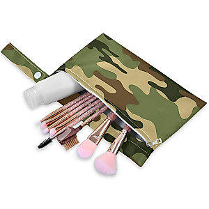 Baofu Camo Pattern Wet Dry Bags Sets Waterproof Reusable Travel Beach Baby Cloth Diaper Wet Dry Bags Organizer with Two Zippered Pockets for Swimsuit and Gym,2Pack