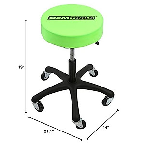 OEMTOOLS 24956 Heavy Duty Pneumatic Rolling Stool, Garage Stool with Wheels, Shop Stool on Wheels, Adjustable Height Stool, Rolling Work Seat, Mechanic Roller Seat