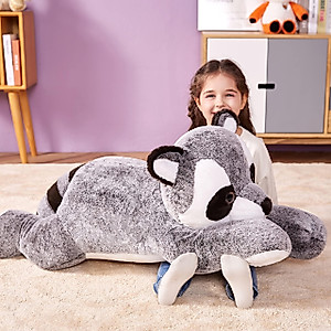 IKASA Giant Raccoon Stuffed Animal Plush Toy,Large Racoon 30" Cute Jumbo Soft Toys,Huge Big Size Plushy Fluffy Fat Oversized Plushie,Gifts for Kids