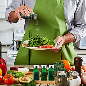 Hushee 40 Pcs Retro Style Salt and Pepper Shakers Bulk Set 2 oz Clear Glass Salt Shaker with Stainless Steel Lids for Kitchen Counter Table Restaurant Hold Various Condiments(Green)