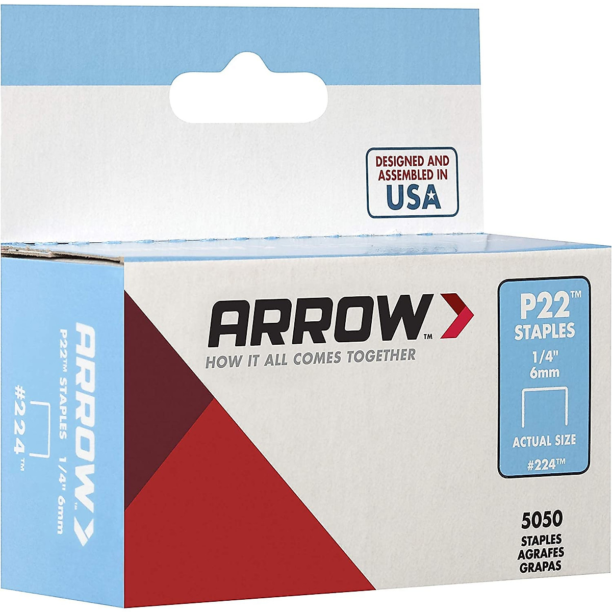 Arrow 224 Heavy Duty P22 Staples for Use with Plier-Type Paper and Bag Staplers in Restaurants, Offices, Classrooms, 5050-Pack, 1/4-Inch