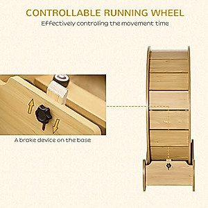 PawHut Cat Exercise Wheel Treadmill with Natural Wood Grain, Cat Spinning Wheel Exerciser for Longer Lifespan, Cat Running Wheel with Brake