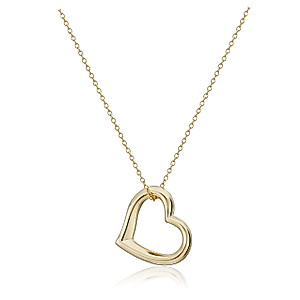 Amazon Essentials women 18k Yellow Gold Plated Sterling Silver Open Heart Pendant Necklace, 18" (previously Amazon Collection)