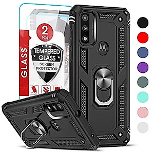 LeYi for Moto G-Play-2023-Case: Moto G Pure Case/G Power 2022 Case with 2 Pcs Screen Protector, Military-Grade Phone Case with Magnetic Stand for Motorola G Pure/G Play 2023/G Power 2022, Black
