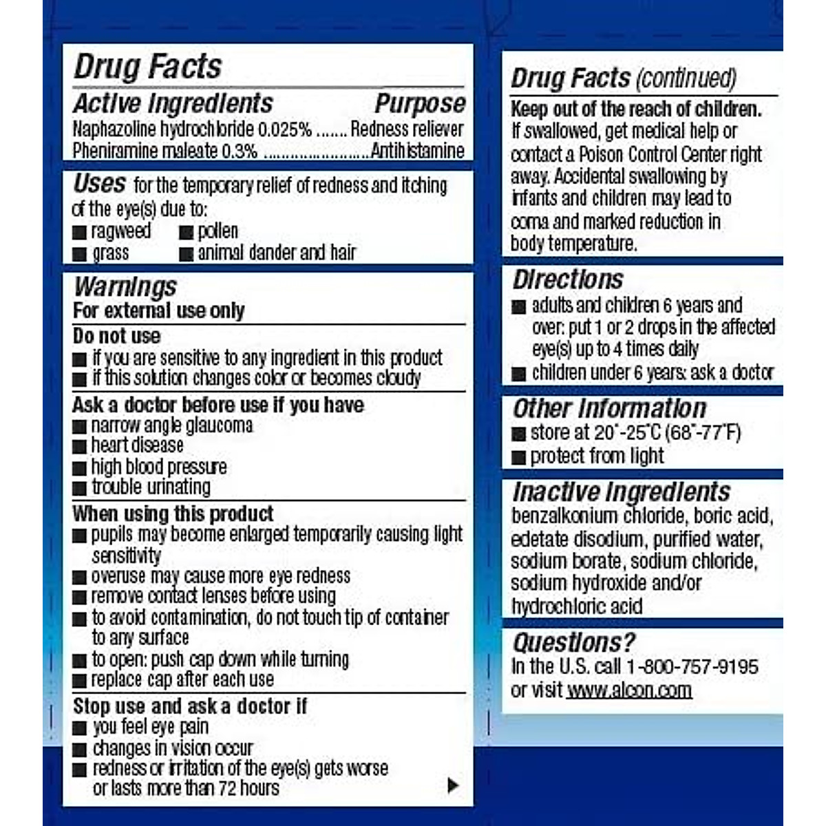 Alcon Naphcon Eye Drops, Allergy Relief 15 ml