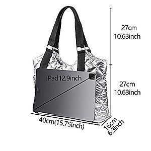 big Quilted Padding Tote Handbags Women Lightweight Padded Nylon Large Puffy Puffer purse Bag Multi Pockets shoulder bag