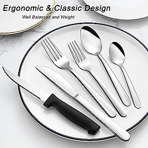 Pleafind 72-Pieces Silverware Sets for 12, Flatware Set with Steak Knives, Stainless Steel Cutlery Set, Include Forks Spoons and Knives Set, Dishwasher Safe Utensil Sets for Home Restaurant