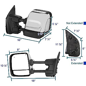 Spec-D Tuning Chrome Power Heated+Blind Spot+Memory Towing Mirror Compatible with 2016-2022 Nissan Titan