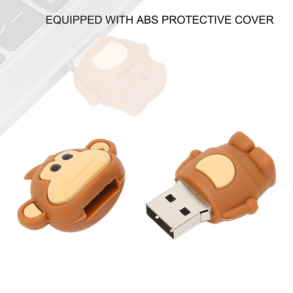 Cute Monkey USB Flash Drive, Cartoon Animal Monkey Thumb Drive, Pendrive Memory Thumb Stick, Gifts for School Students Kids Children Teacher Collegue Employees(128GB)